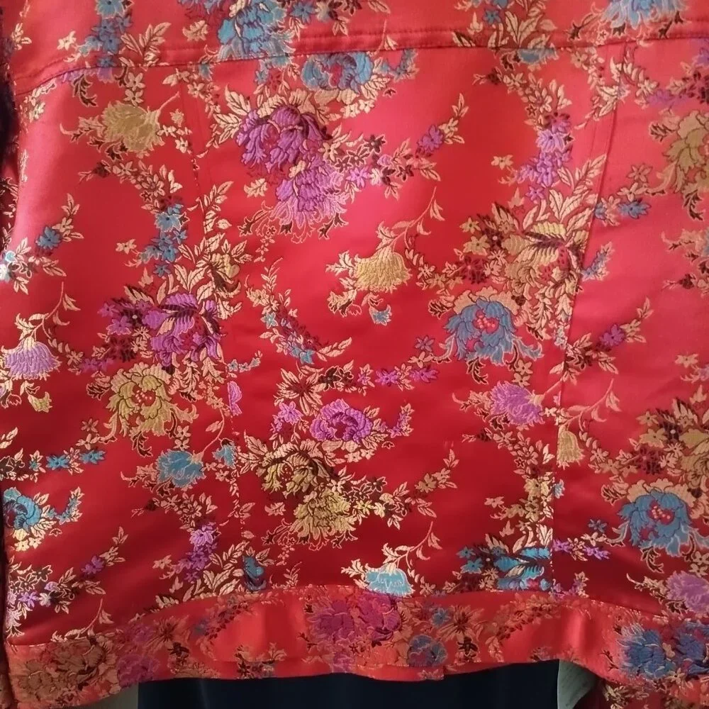 Spenser Jeremy | Jackets & Coats | Japanese Flower Blossom Red Satin ...